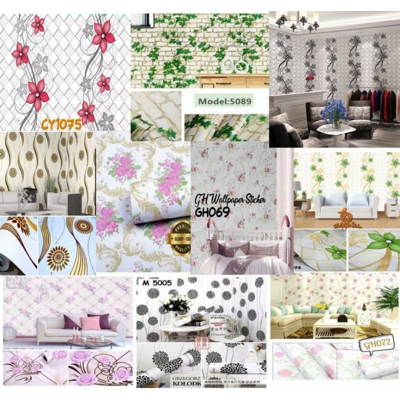 Jual [ COD Bayar Di Tempat ] WALLPAPER STICKER DINDING MURAH Motif Bunga Bintang | Shopee Indonesia