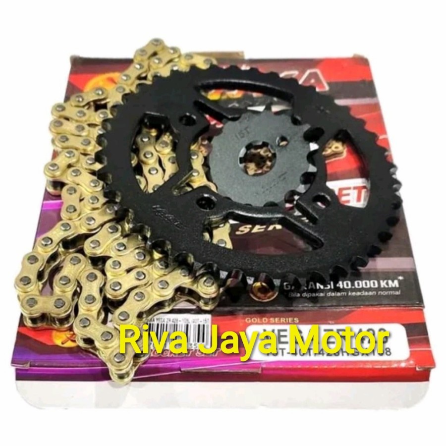 Jual Gear Paket Gir Set + Rantai Gold Racing Chain Kit Vega R New ...