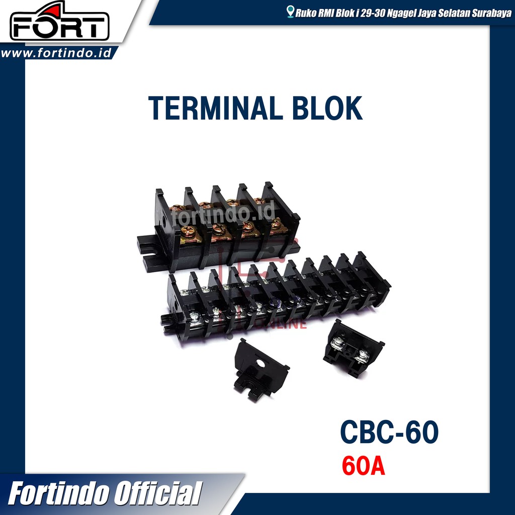 Jual Terminal Blok CBC - 60 Model Kasuga Hitam Rail 2 Fungsi MERK FORT ...