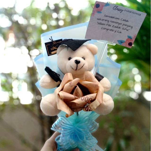 Jual Small Money Roses Bouquet + Boneka Wisuda (25k) / Bucket Buket ...