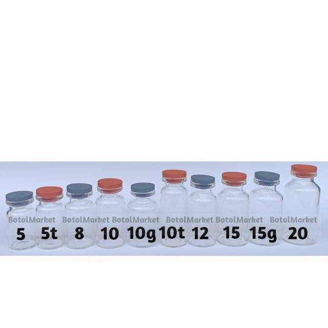 Jual Botol vial kaca 5ml, 8ml, 10ml, 12ml, 15ml, 20ml kaca tutup karet ...
