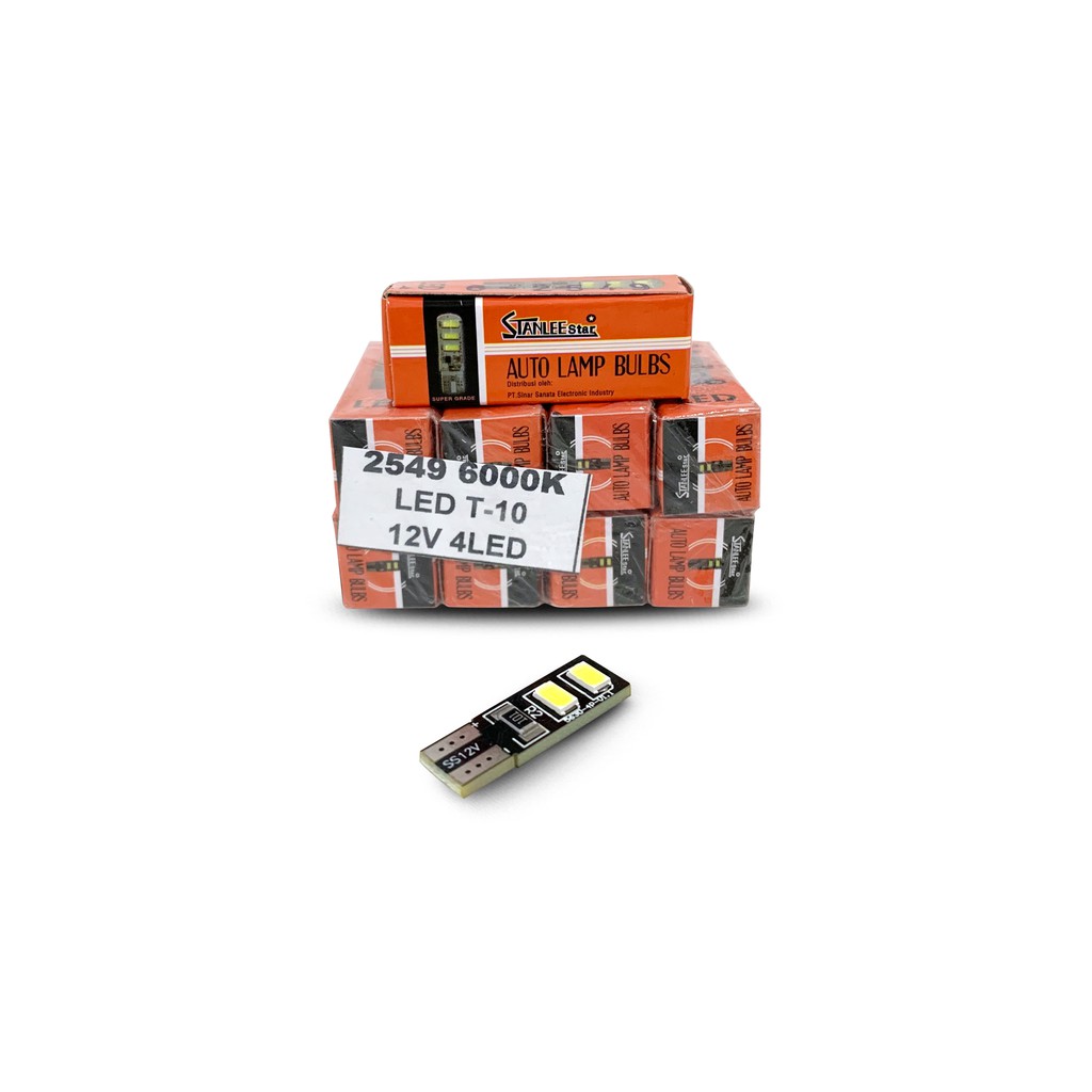 Jual Bohlam lampu colok LED T10 12V 4LED 2549 6000K Stanlee Star ...