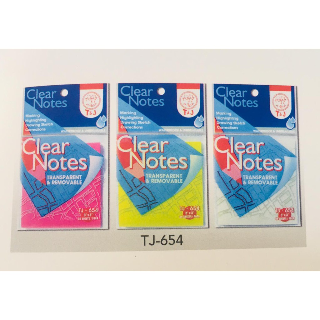 Jual T&J Labels CLEAR NOTES TJ 654 (YELLOW, PINK, WHITE) | Shopee Indonesia