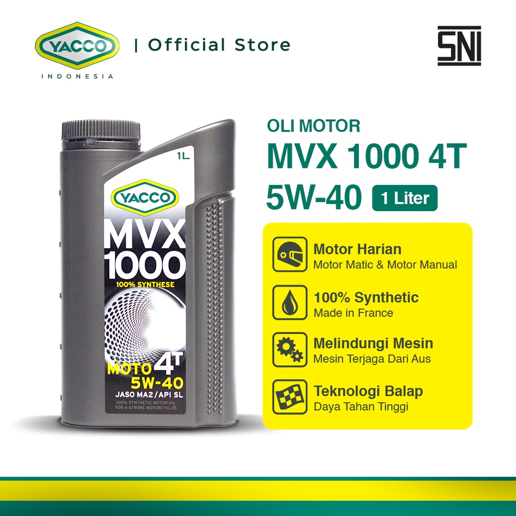 Jual Oli Motor Yacco MVX 1000 4T - SAE 5W40 | Shopee Indonesia