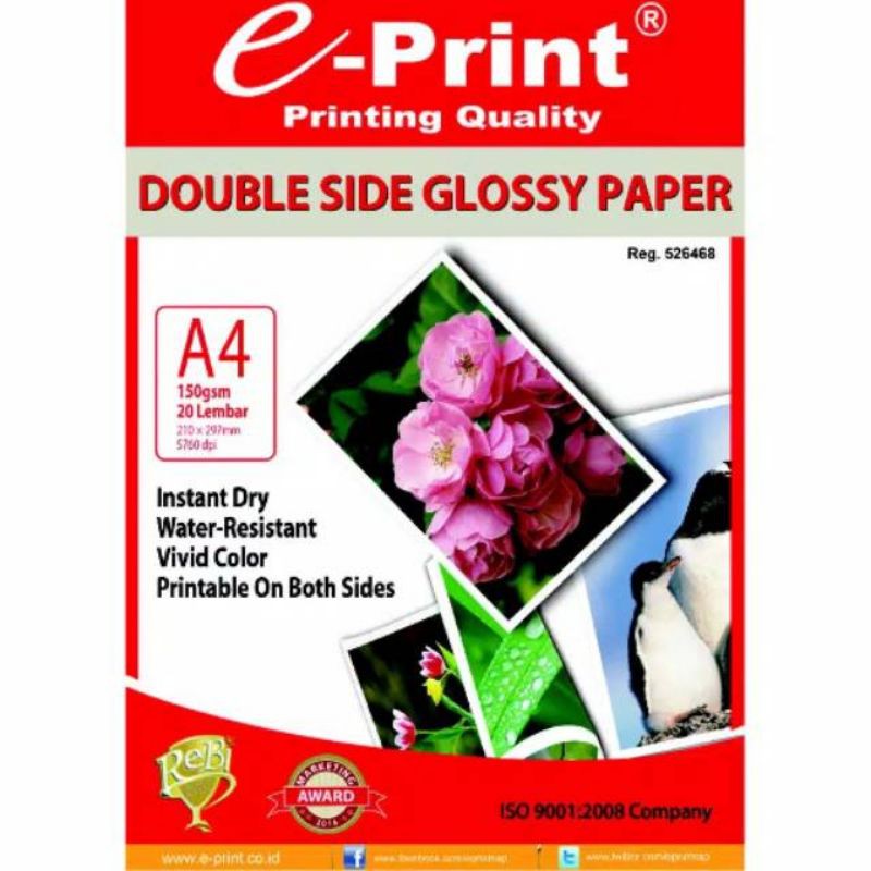 Jual Kertas foto e-Print Double Side Glossy Paper 150 gsm | Shopee ...