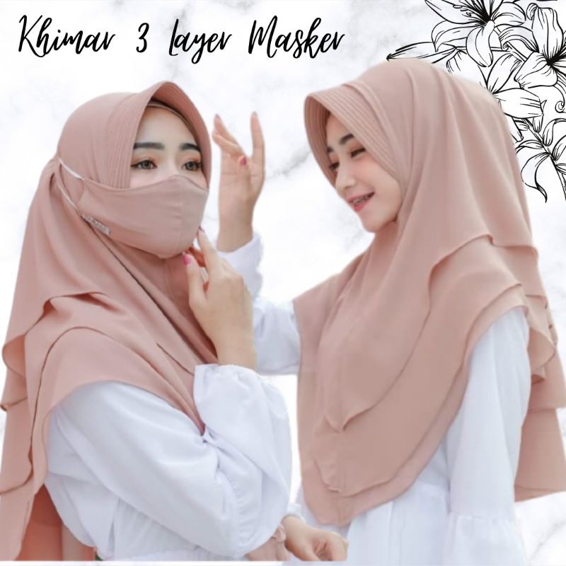 Jual JILBAB MASKER KHIMAR 3 LAYER JILBAB INSTAN CERUTY 3 LAYER KHIMAR ...