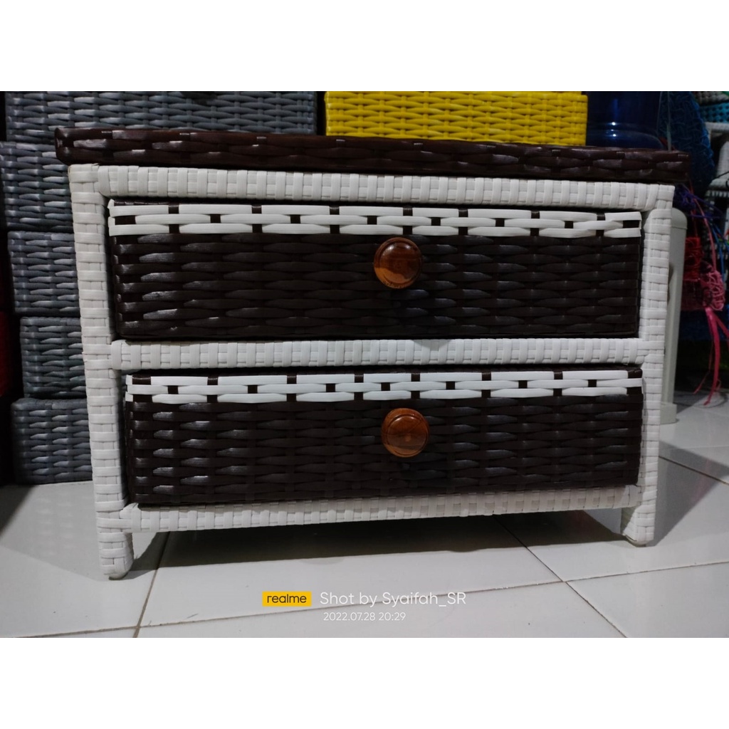 Jual Meja Laci Rotan Serbaguna 2 susun Persegi Panjang Meja Rattan ...