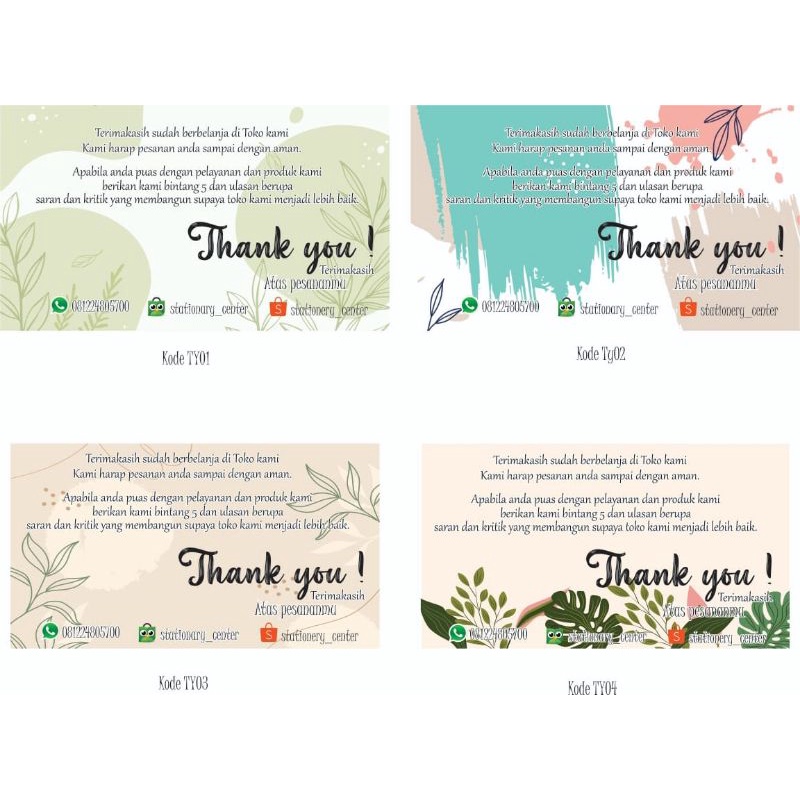 Jual ISI 100PCS | Kartu ucapan terima kasih ONLINE SHOP / thank you custom /THANKSCARD OLSHOP ...