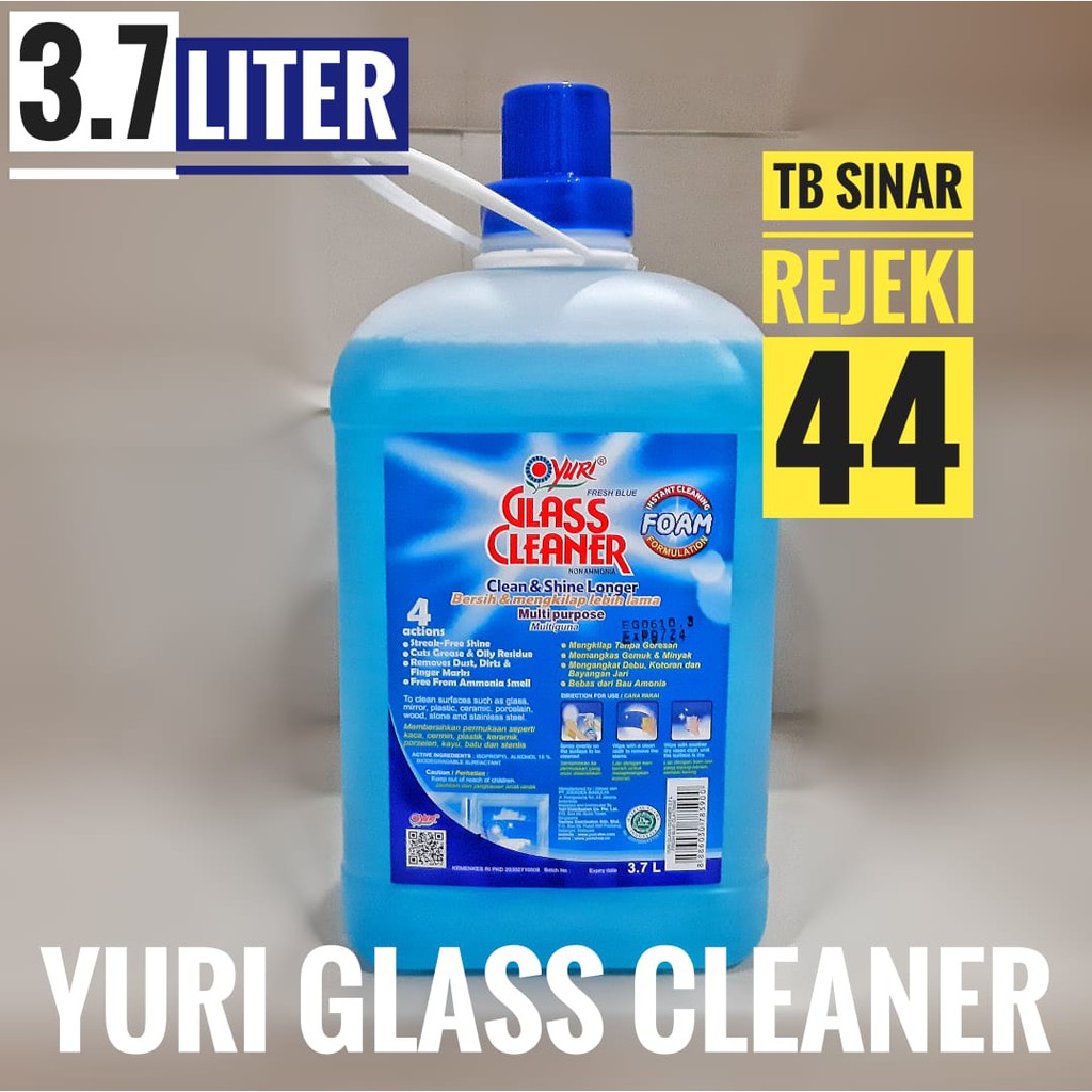 Jual YURI GLASS CLEANER BIRU JERIGEN 3.7 LITER Cairan Pembersih Kaca ...