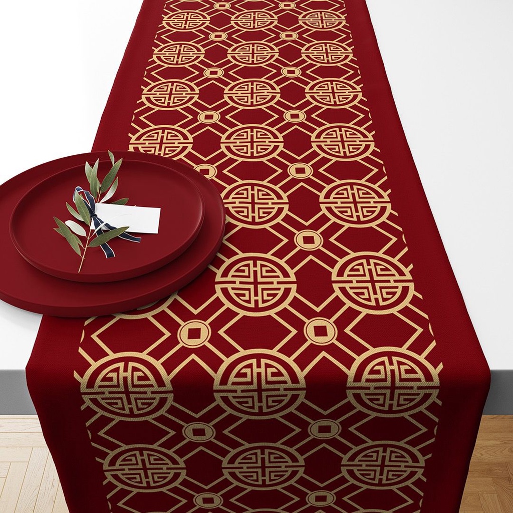Jual TABLE RUNNER TAPLAK MEJA PRINT MOTIF IMLEK ORIENTAL CNY CHINESE ...