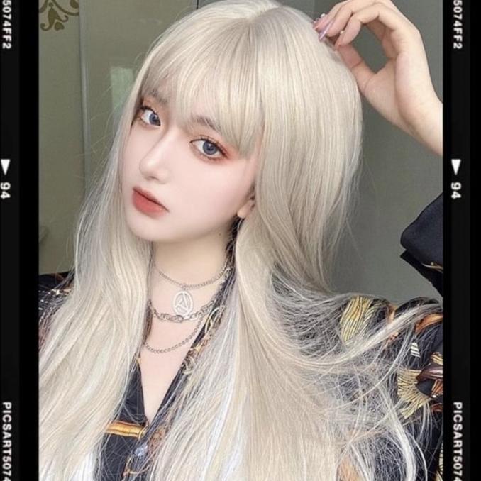 Jual WIG AKEMI PONI TIPIS MODEL LURUS 65cm - ASH GREY HIGHLIGHT WHITE ...