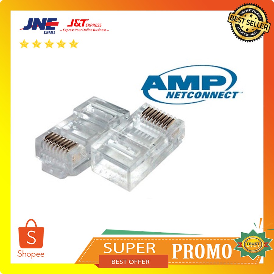 Jual AMP Netconnect Modular Plug RJ45 Standard Body Solid 5-554720-5 LAN Connector Network - 1 ...