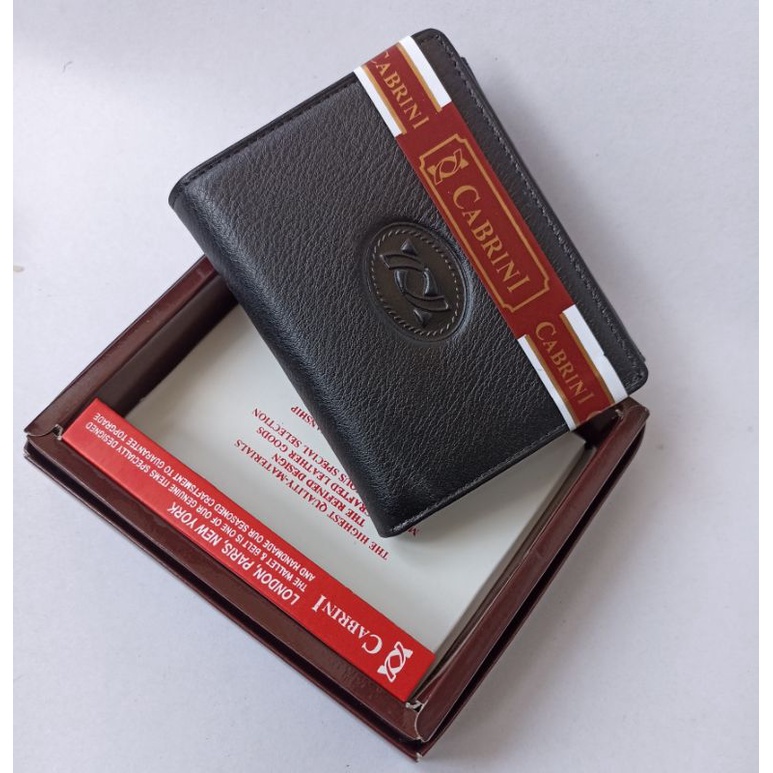 Jual dompet pria model berdiri dompet kulit asli merek cabrini | Shopee ...