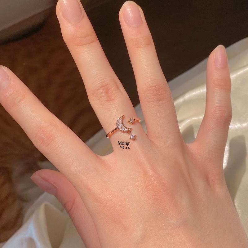 Jual Mong&Co Aysel Adjustable Open Ring - Cincin Wanita Bulan Bintang ...