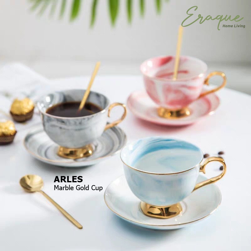 Jual Arles Marble Tea Cup / Gelas Cangkir Mug Teh Kopi Keramik Marble ...