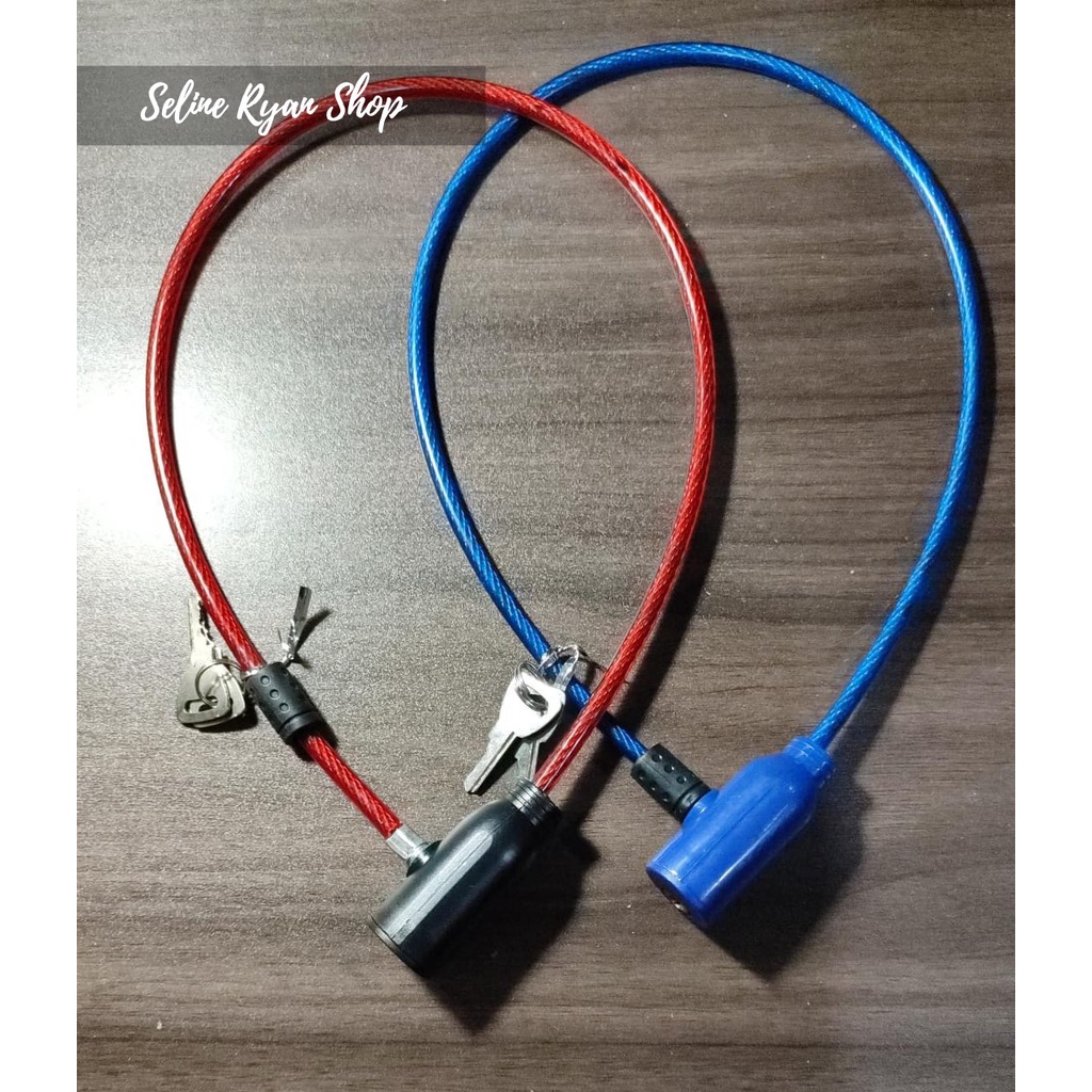 Jual Kunci Sepeda / Gembok Sepeda / Gembok Helm Kabel Baja Spiral 65cm ...