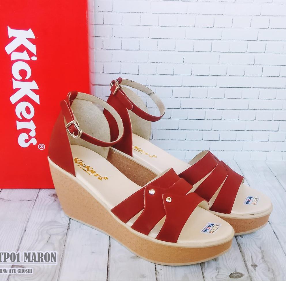Jual WEDGES SANDAL WANITA KICKERS KODE TP01 MURAH HARGA GROSIR (KODE ...