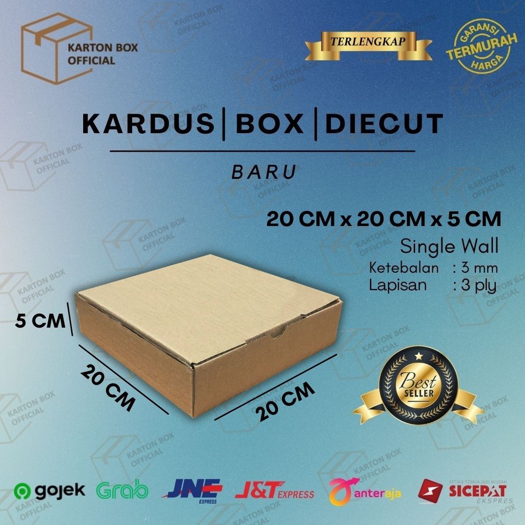 Jual Kardus Box Die Cut 20x20x5 CM Dus Makanan Pizza Polos | Shopee ...