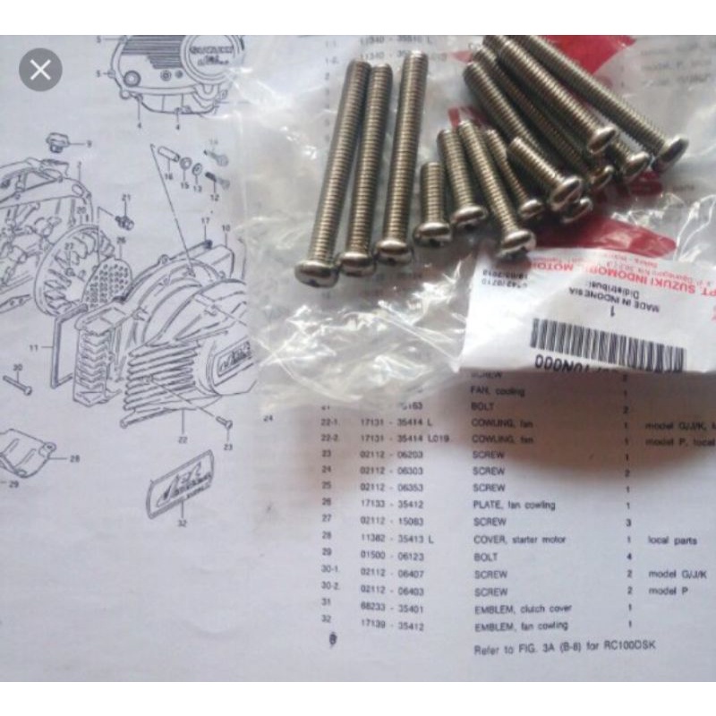 Jual baut bak mesin kanan kiri rc 100 rc 80 tornado bravo crystal sprinter | Shopee Indonesia