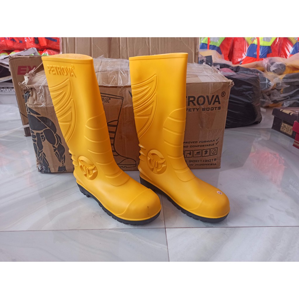 Jual Sepatu Safety Boots Petrova Ujung Besi / Kuning / Size 39-44 ...