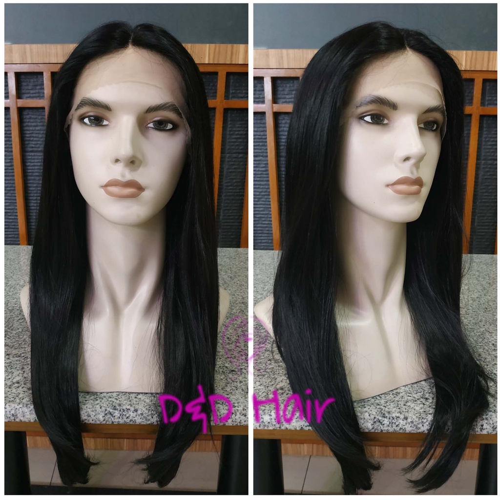 Jual Wig Gondrong - D&D300708 - Black - Front Lace Wig - Wig Pria ...