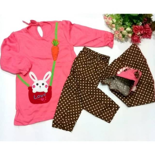 Jual Setelan Baju Anak Set Jilbab 1-2 tahun/ Setelan Anak Perempuan 1-2 ...