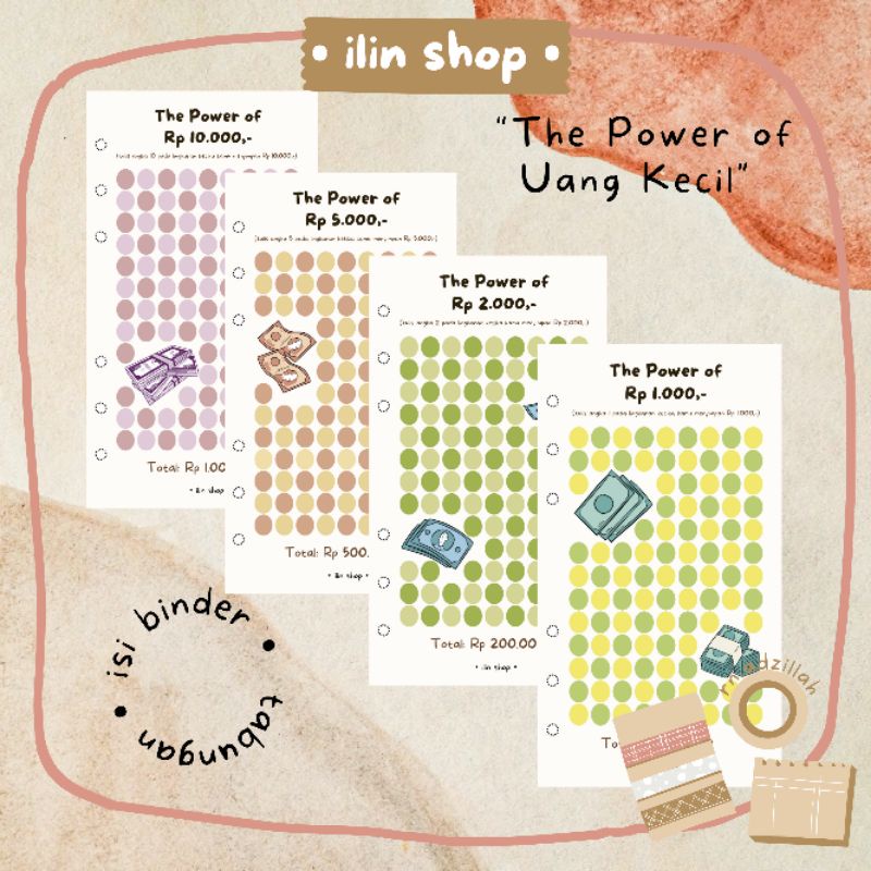 Jual [A6] Isi Kertas Binder Tabungan 'The Power of ... ' Aesthetic ...
