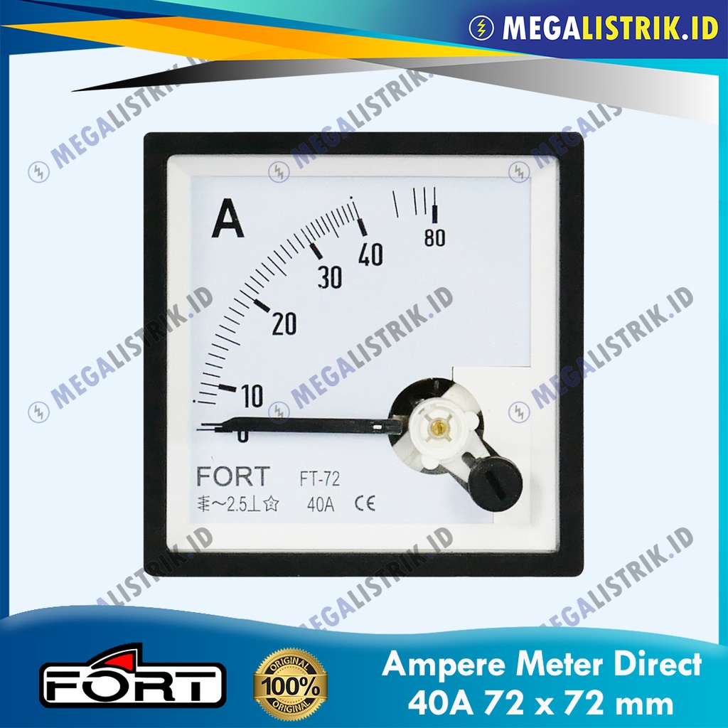 Jual FORT AMPERE METER DIRECT 40A 72X72 / PANEL METER 40 A 72 X 72 FT ...