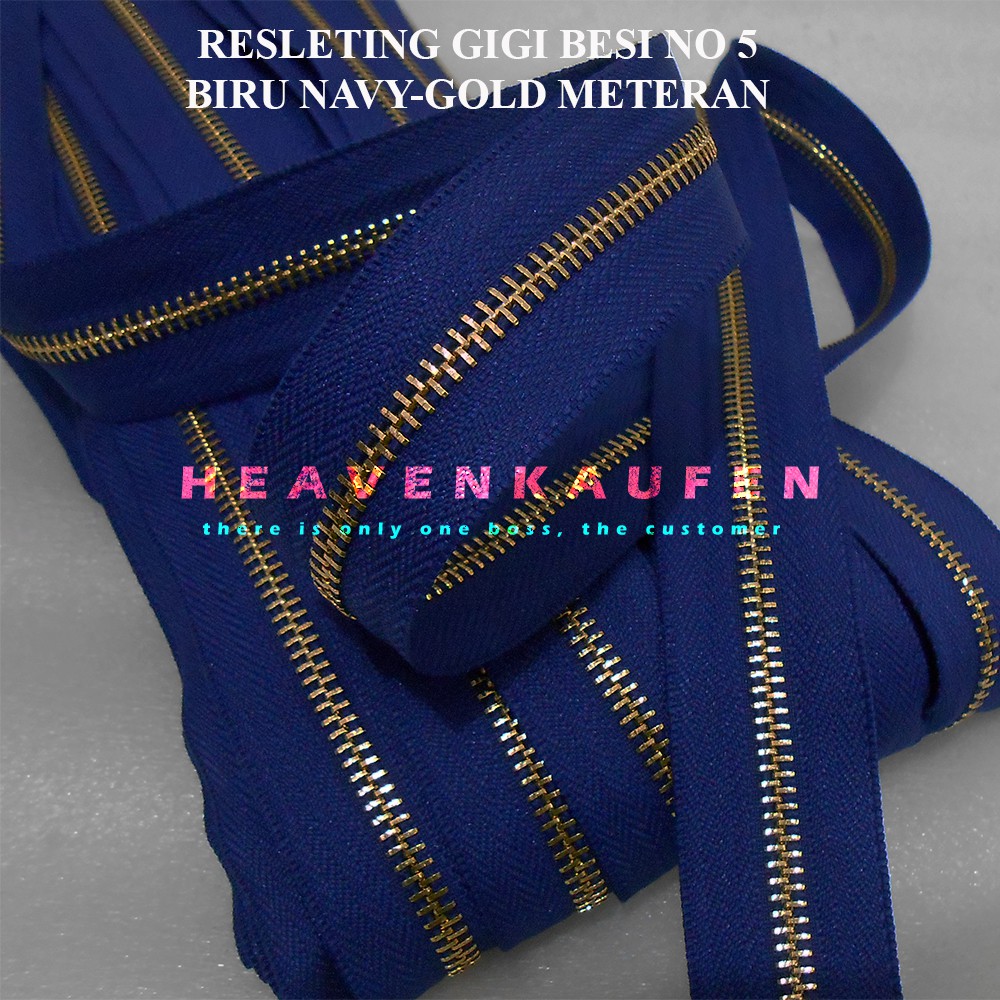 Jual Resleting Zipper Gigi Besi Biru Navy Dongker - Gold Muda Emas Muda No 5 Meteran | Shopee ...