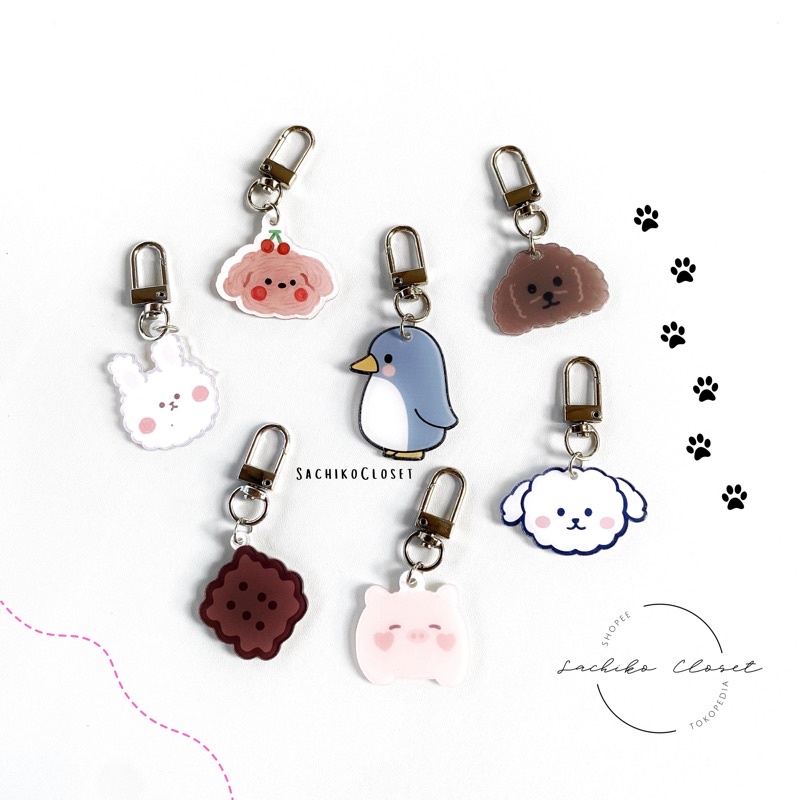 Jual penguin dog bear rabbit keychain gantungan kunci hewan lucu ...