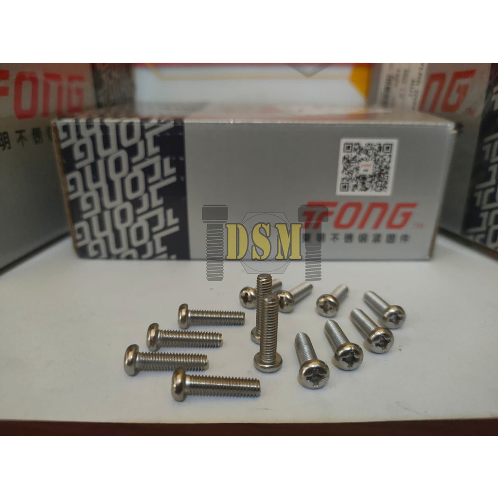 Jual SS 304 / Baut JP M3x15 / Machine Screw Stainless M3 Kepala Obeng ...