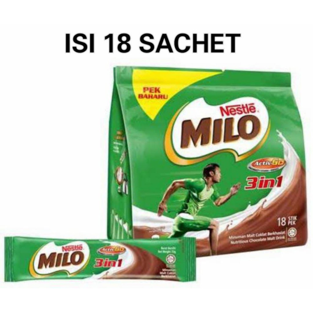 Jual MILO 3 IN 1 Original Malaysia isi 18 Sachet | Shopee Indonesia
