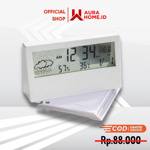 Jual Jam Alarm Meja Digital Thermometer Hygrometer Station / Jam Meja ...