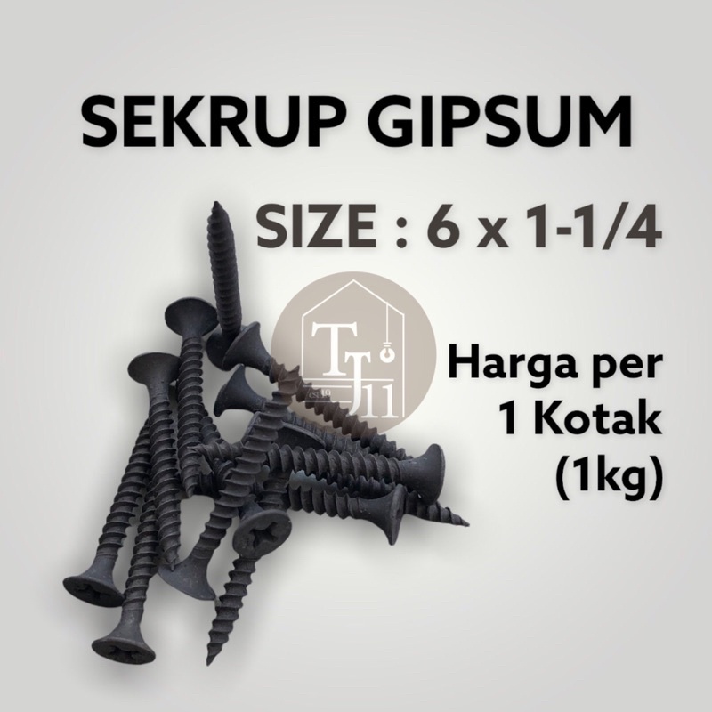 Jual Skrup Gypsum Skrup Gipsum / Sekrup Gypsum ukuran 6 x 1 1/4 harga per kotak isi 1kg | Shopee ...