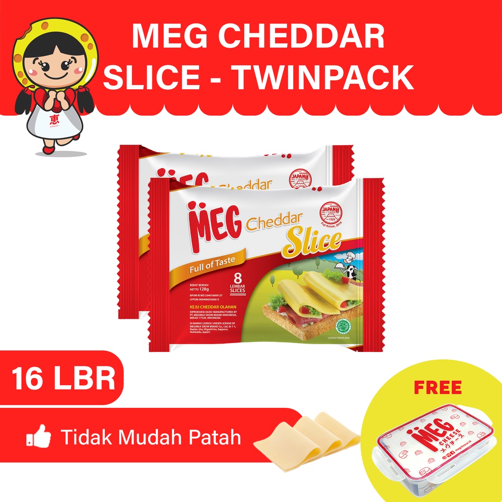 Jual MEG Cheddar Slice 2 x 8 Lembar + Free Lunch Box | Shopee Indonesia