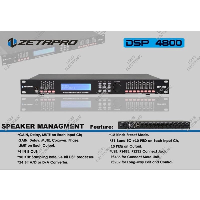 Jual Speaker Management ZETAPRO DSP 4800 DSP4800 ORIGINAL 4 In 8 Out ...