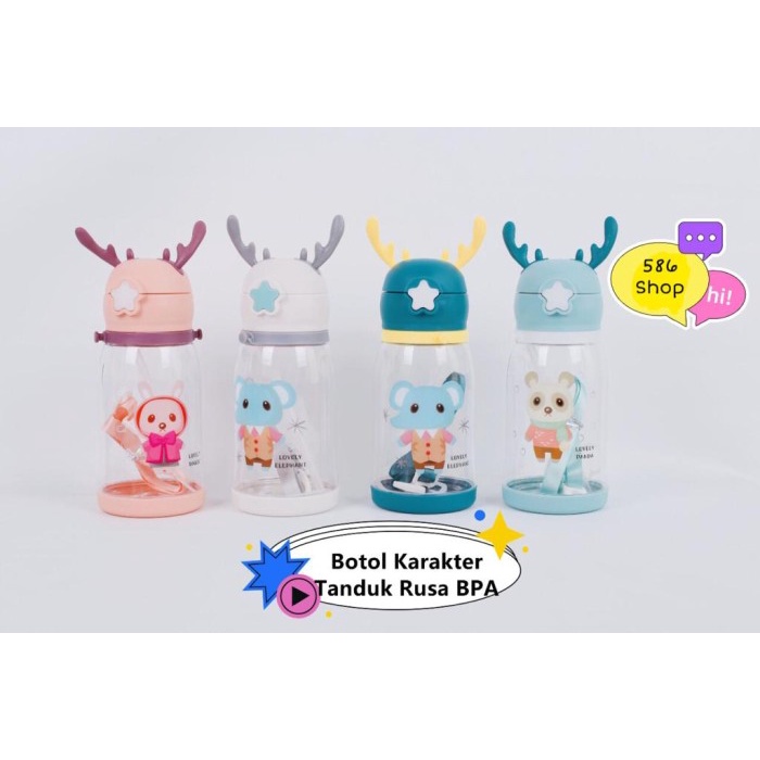 Jual Botol Minum Tanduk Rusa Tali Sedotan/ Botol Minum Anak Lucu 600 ML - P - 600ML RANDOM ...