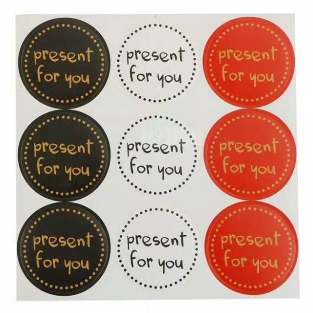 Jual 1 lembar (isi9pcs) stiker DIY tulisan present for you/stiker label ...