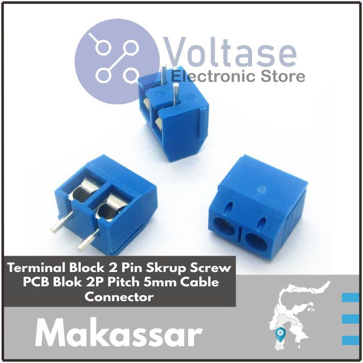 Jual Terminal Block 2 Pin Skrup Screw PCB Blok 2P Pitch 5mm Cable ...