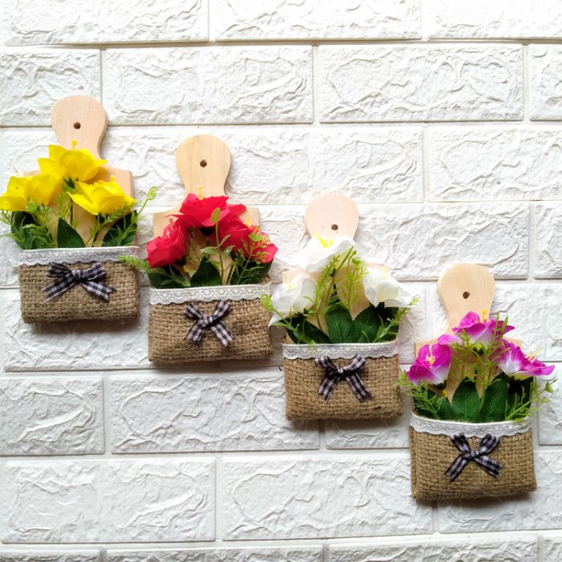 Jual Hiasan dinding bunga vas telenan SUPER MINI dekorasi dinding ruang ...
