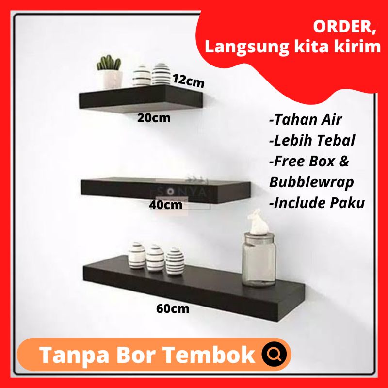 Jual (PROMO 1 SET ISI 3 RAK) Rak dinding gantung Ambalan dinding ...