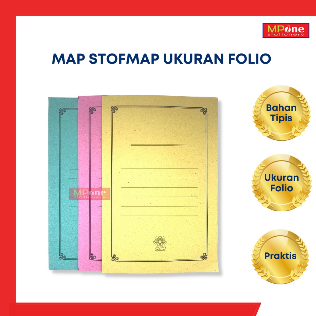 Jual (1PCS) Stofmap Folio / Map Kertas Warna Hijau/Merah/Biru/Kuning ...