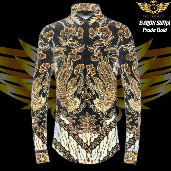 Jual Baron Prada Emas Motif 1 Bahan Batik Tulis Sutra Pria Naga Merah ...