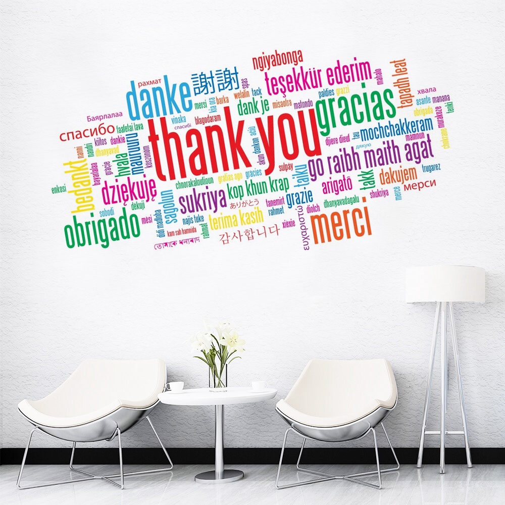 Jual METH RD013 THANK YOU MULTI BAHASA STICKER DINDING 60X90 WALSTIKER ...