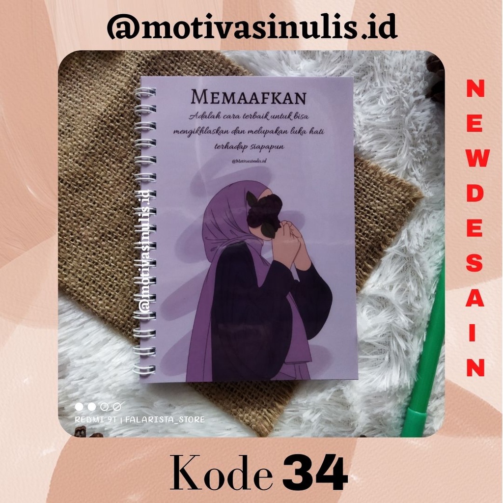 Jual Notebook Spiral Cover Motivasi Hijab Garis HITAM / Buku Catatan ...