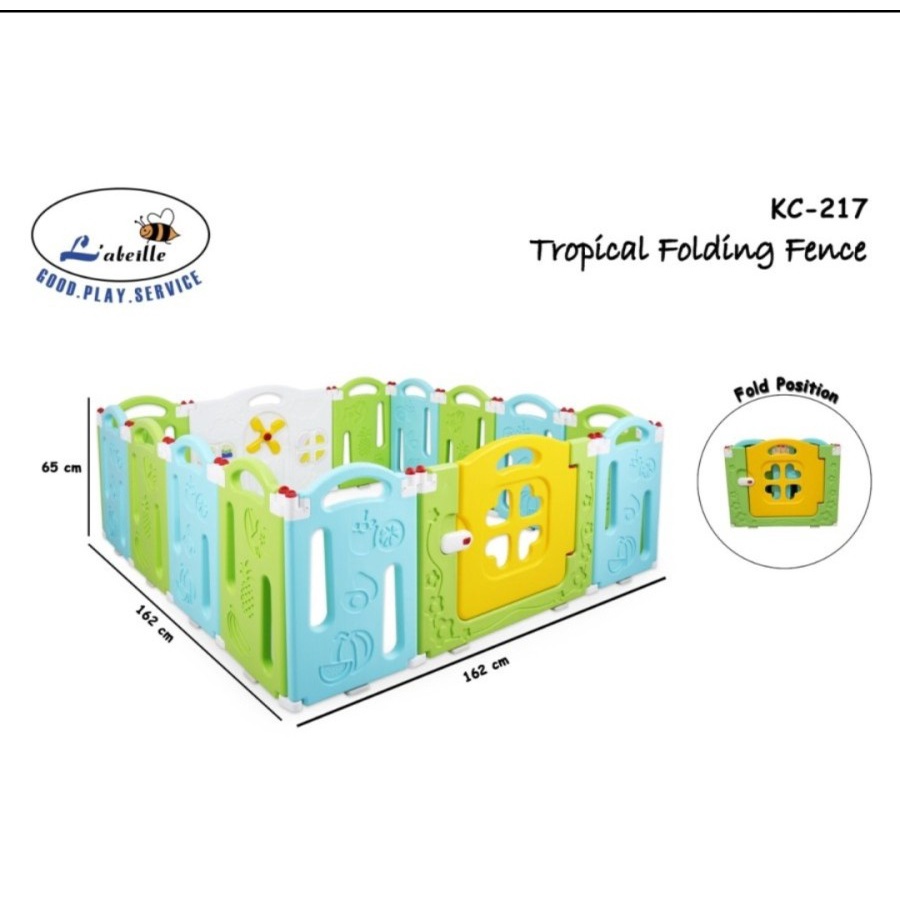 Jual Labeille KC 217 Tropical Folding Fence 12+2 | Pagar Anak Lipat | Shopee Indonesia