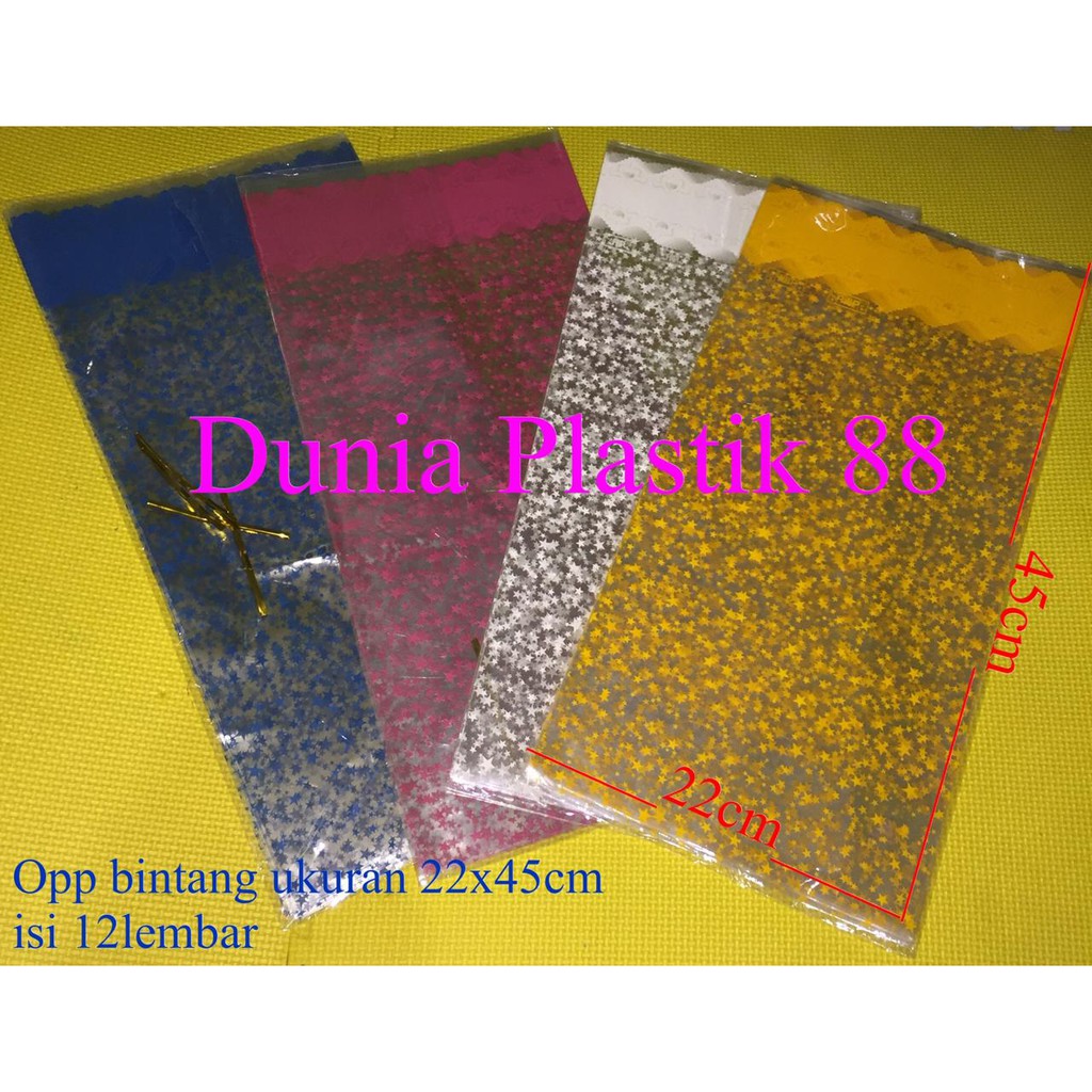 Jual Isi12pcs OPP BINTANG 22x45CM kantong plastik OPP ULTAH POLOS ...