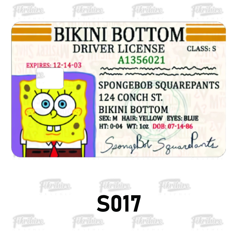 Jual Sticker Skin Card Spongebob - Vinyl ATM Debit Credit Emoney Flazz ...