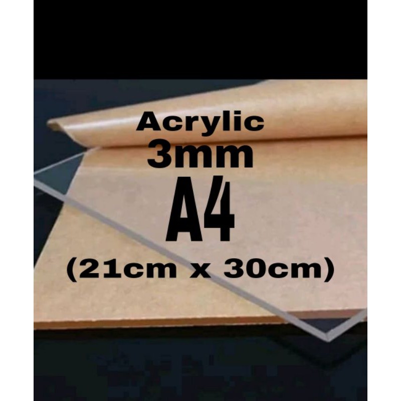Jual Acrylic / Akrilik Lembaran Ukuran A4 (21cm x 30cm) Tebal 3mm ...
