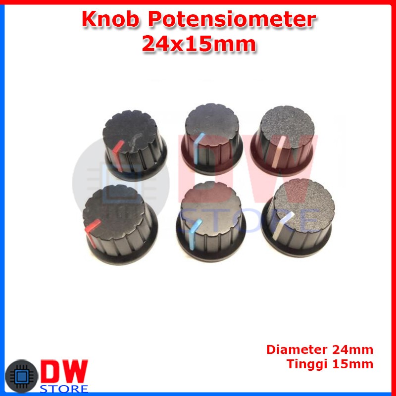 Jual Knob Potensio Tutup Knop Potensiometer Diameter 24x15 mm 15x24 ...